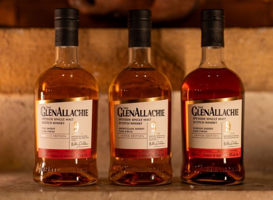 The GlenAllachie Unveil 3 Sherry Cask Finished Wood Collection Drams